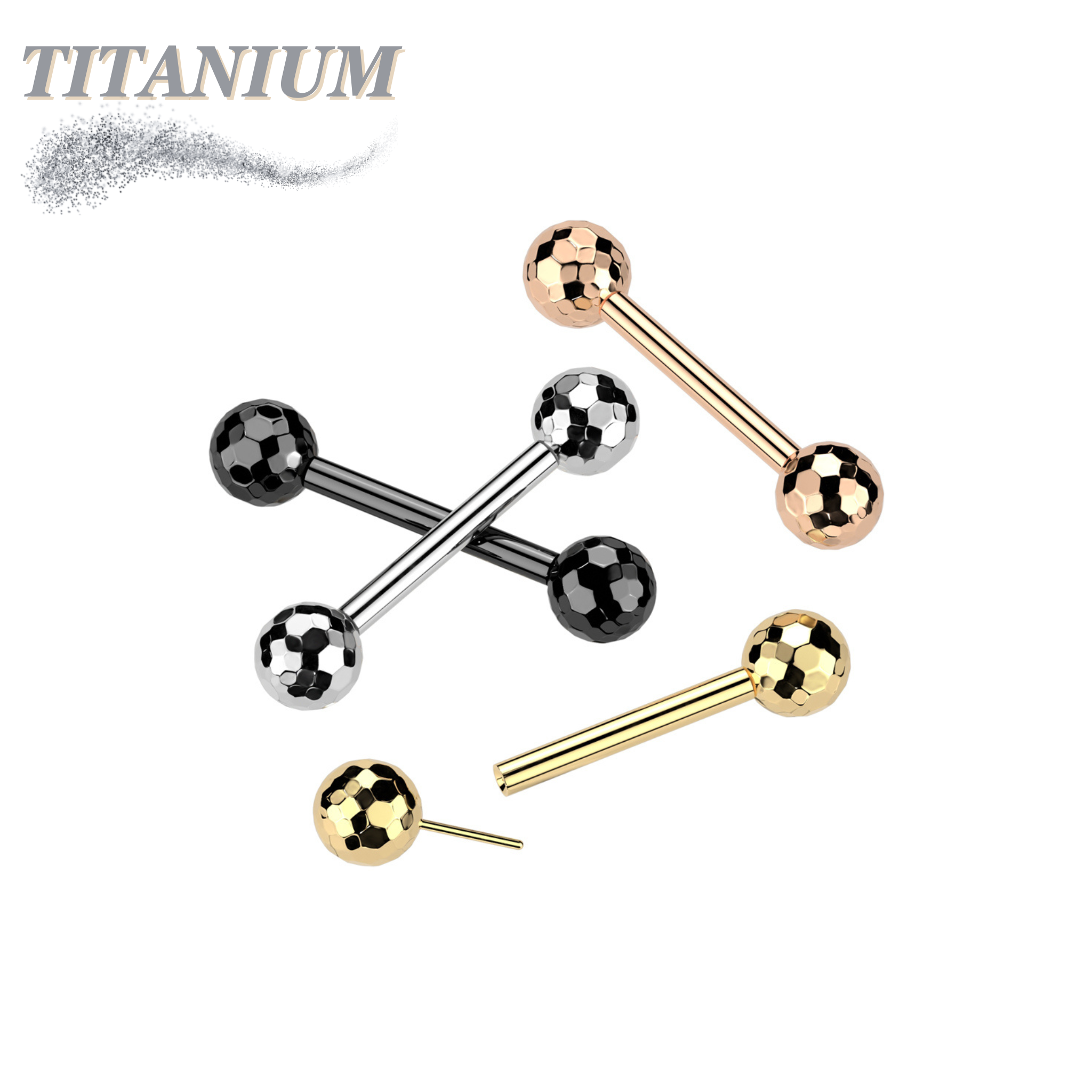 Threadless Titanium Barbell with Disco Balls – Pierced Affliction