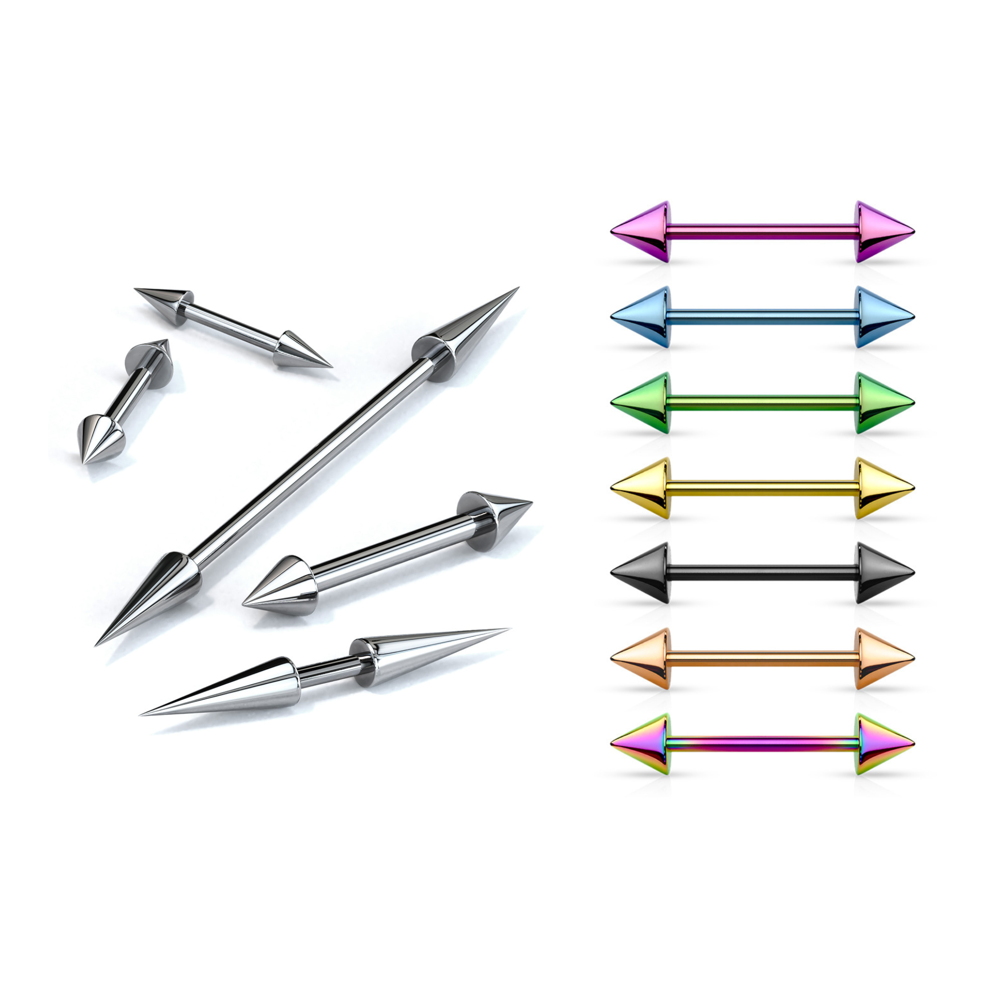 Surgical Steel Externally Threaded Barbells with Spike Ends – Pierced ...