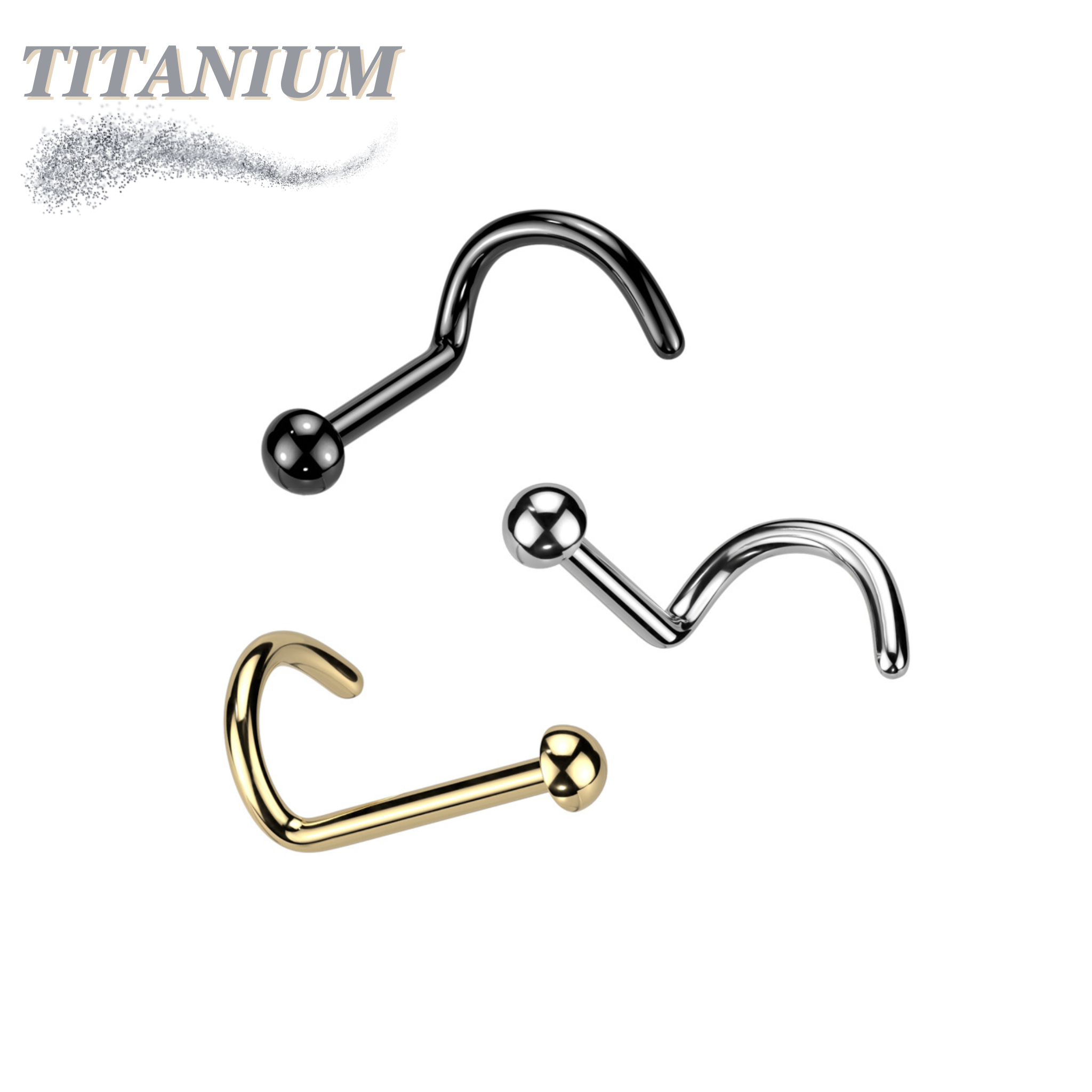 Titanium Nostril Corkscrew with 2mm Round Dome – Pierced Affliction