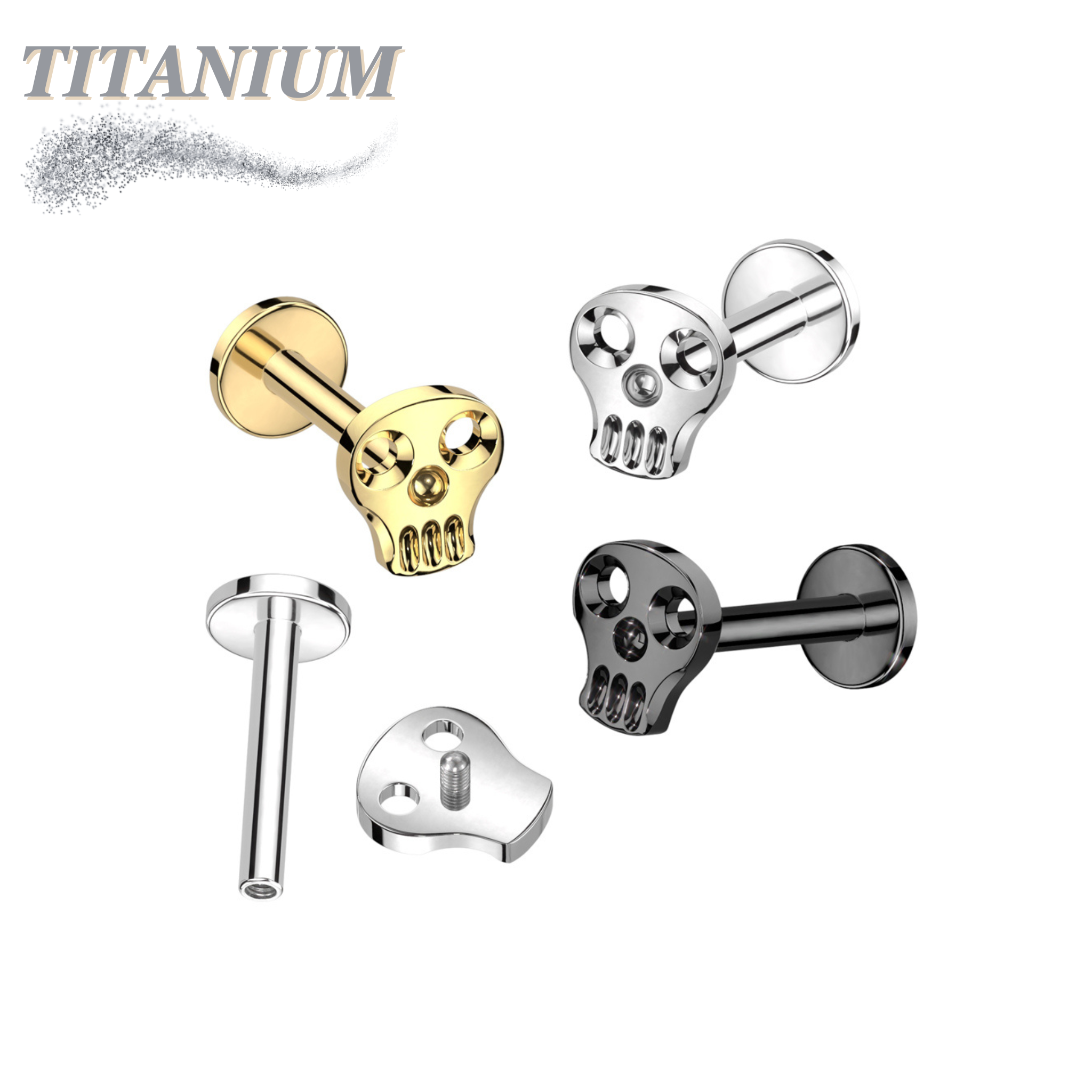 Titanium Internally Threaded Skull Labret – Pierced Affliction