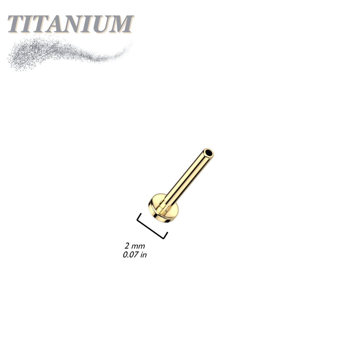Threadless Titanium Flat Back Labret Post Only - 2.5mm Base – Pierced ...