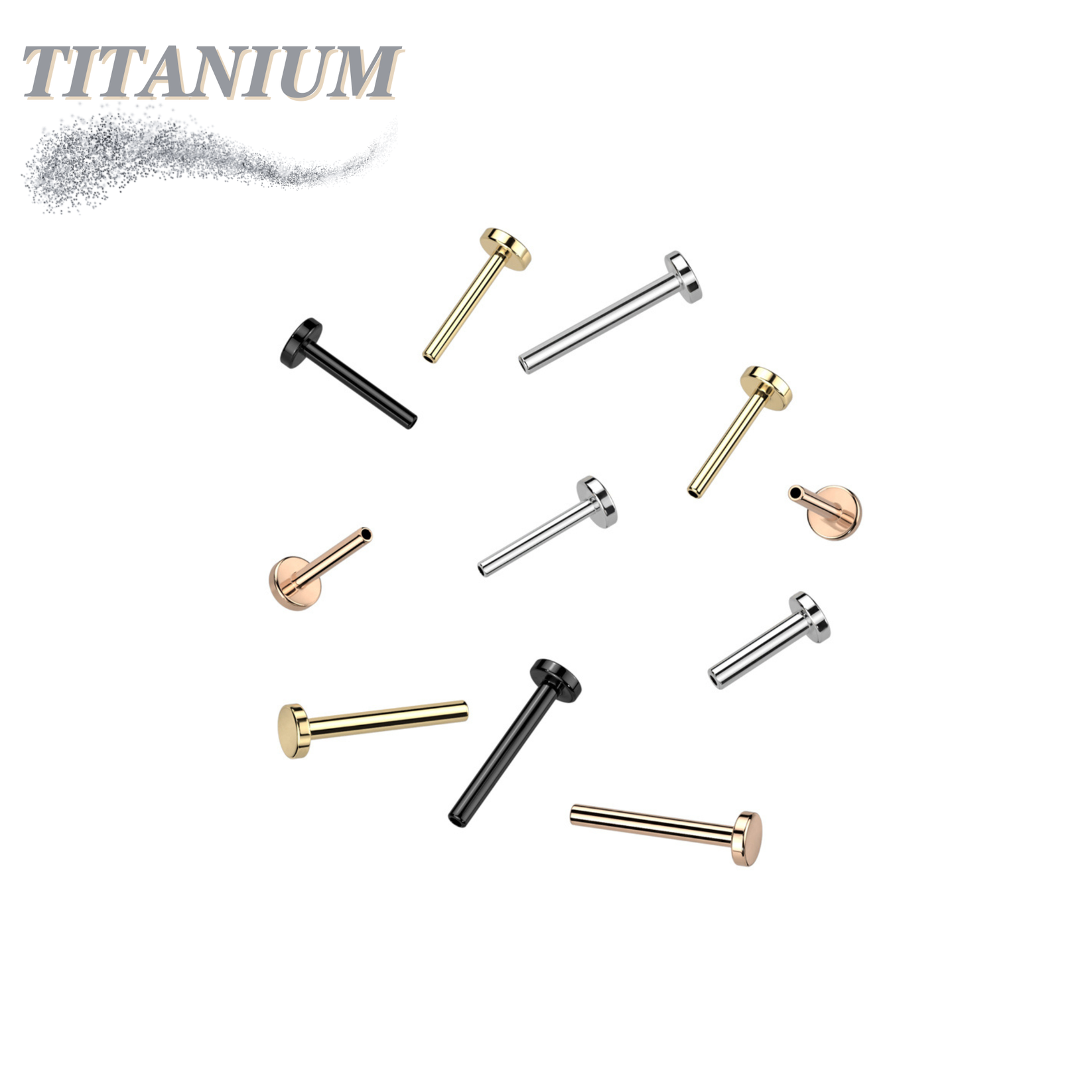 Threadless Titanium Flat Back Labret Post Only - 2.5mm Base – Pierced ...