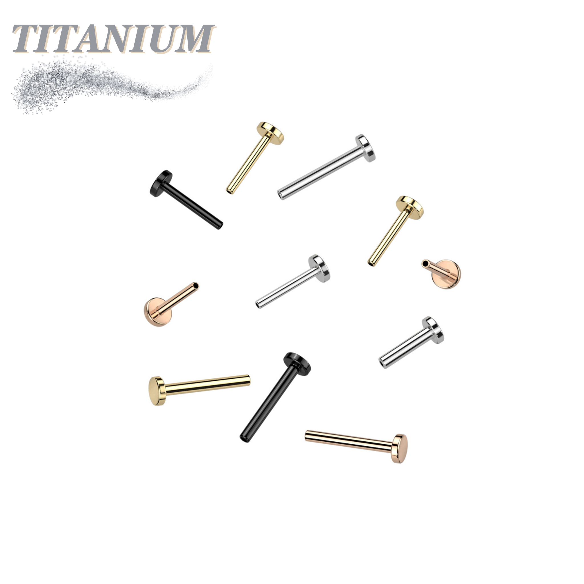 Threadless Titanium Flat Back Labret Post Only - 4mm Base – Pierced ...